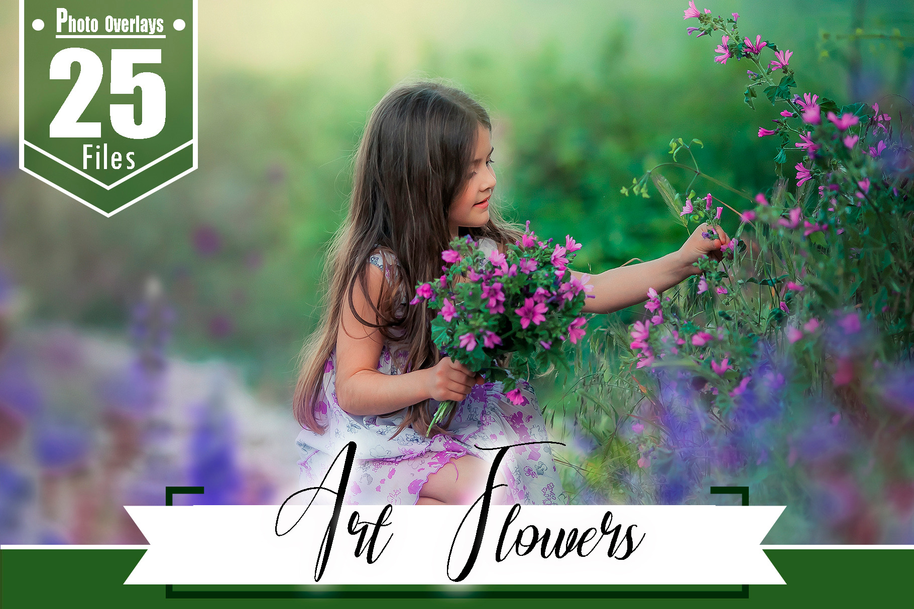 25 Art flower frame photo overlays, a Layer Style Add-On by OverlayBox