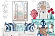 Beach House Clipart Bundle, an Object Graphic by Elle P. Studio