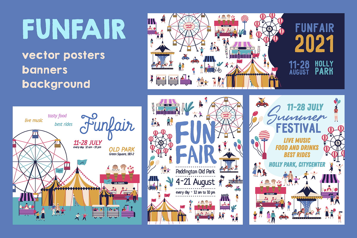 Funfair posters, banner, a Person Illustration by Good Studio ...