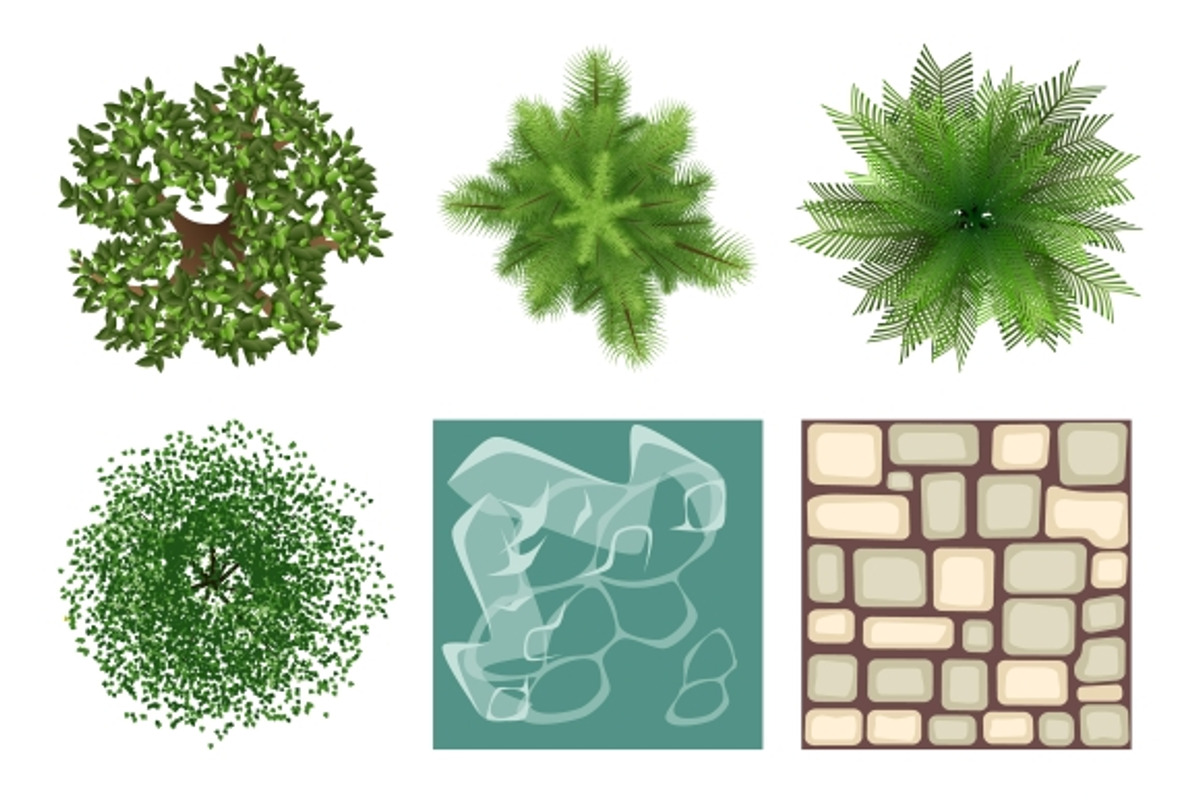 Landscape design top view elements, a Background Graphic by Microvector
