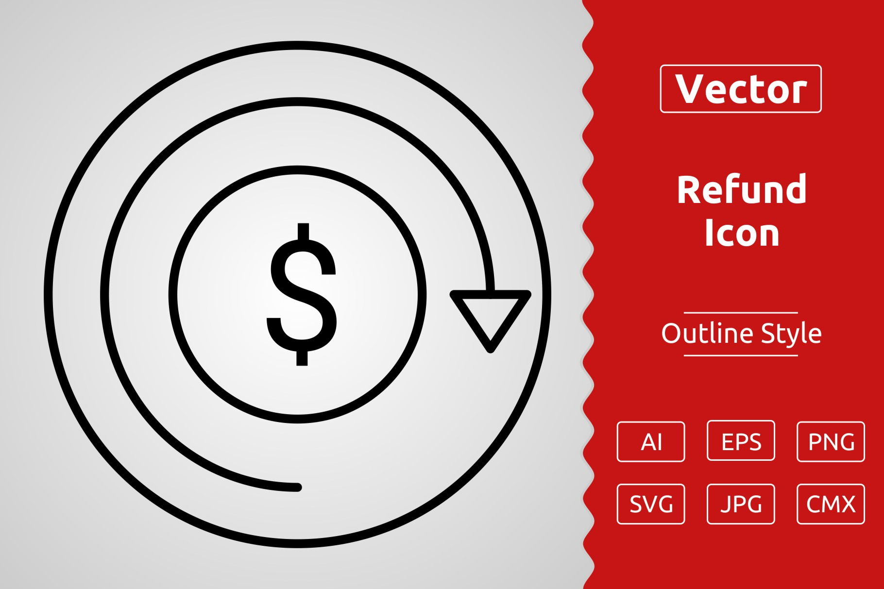 Vector Refund Outline Icon, an Outline Icon by Muhammad Atiq