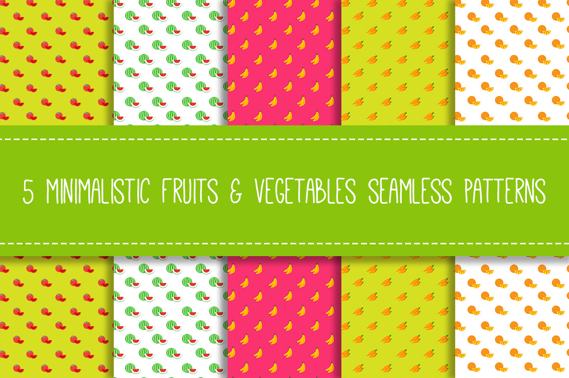 Juicy Day. 5 Seamless Patterns, a Pattern Graphic by Trapezoid