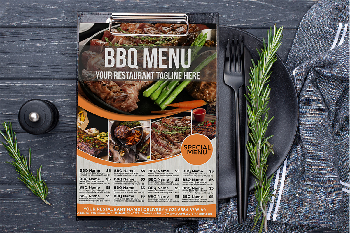 Barbecue flyer Menu, a Flyer Template by imadeDesign