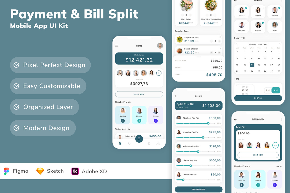 Payment & Bill Split App UI Kit, an UI Kit Template by Betush
