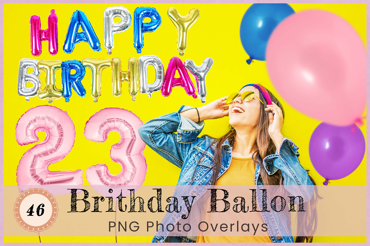 Birthday Balloon Photoshop Overlays, a Background Graphic by 3Motional
