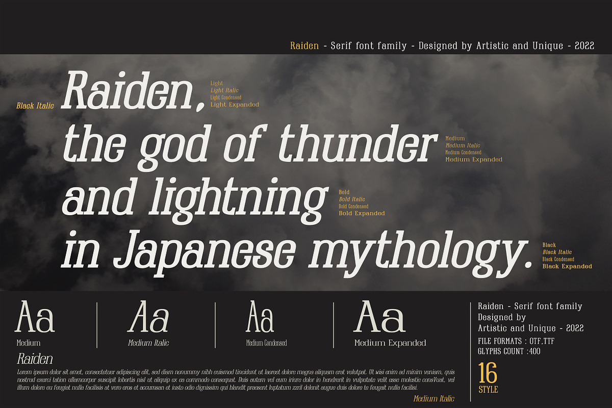 Raiden - Serif font family
