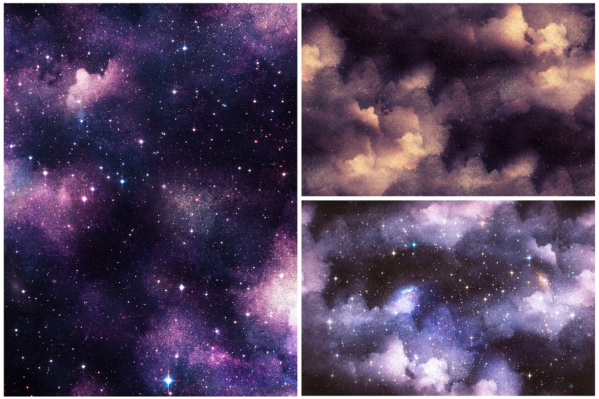 Seamless Galaxy & Sky Backgrounds, a Texture Graphic by by creative paper
