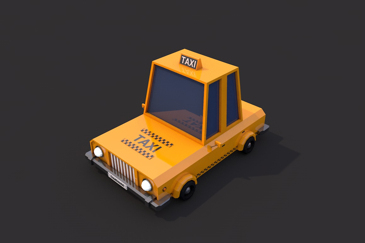 Low Poly Taxi Car, a Cars & Vehicle 3D Model by CreativeeArt