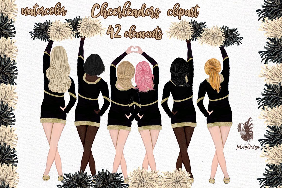 Cheerleaders Clipart Sport Girls, an Education Illustration by LeCoqDesign