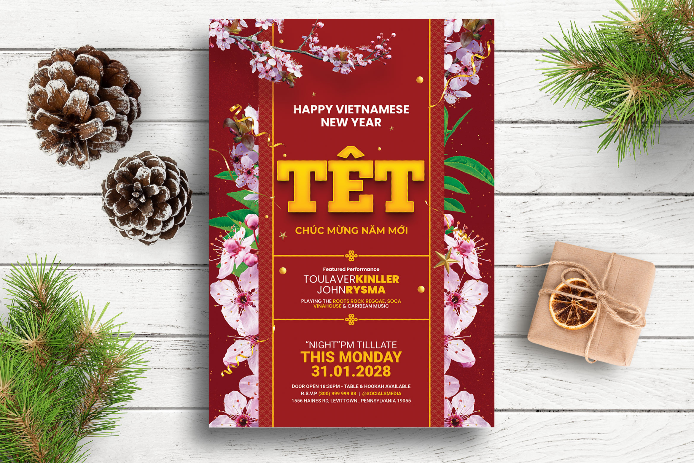 Tet Vietnamese Flyer, a Flyer Template by iDoodle Studio | Creative Market