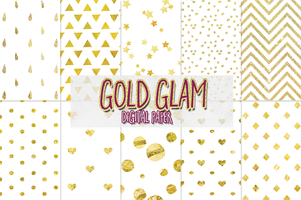 gold confetti digital paper, a Pattern Graphic by TeaBerry
