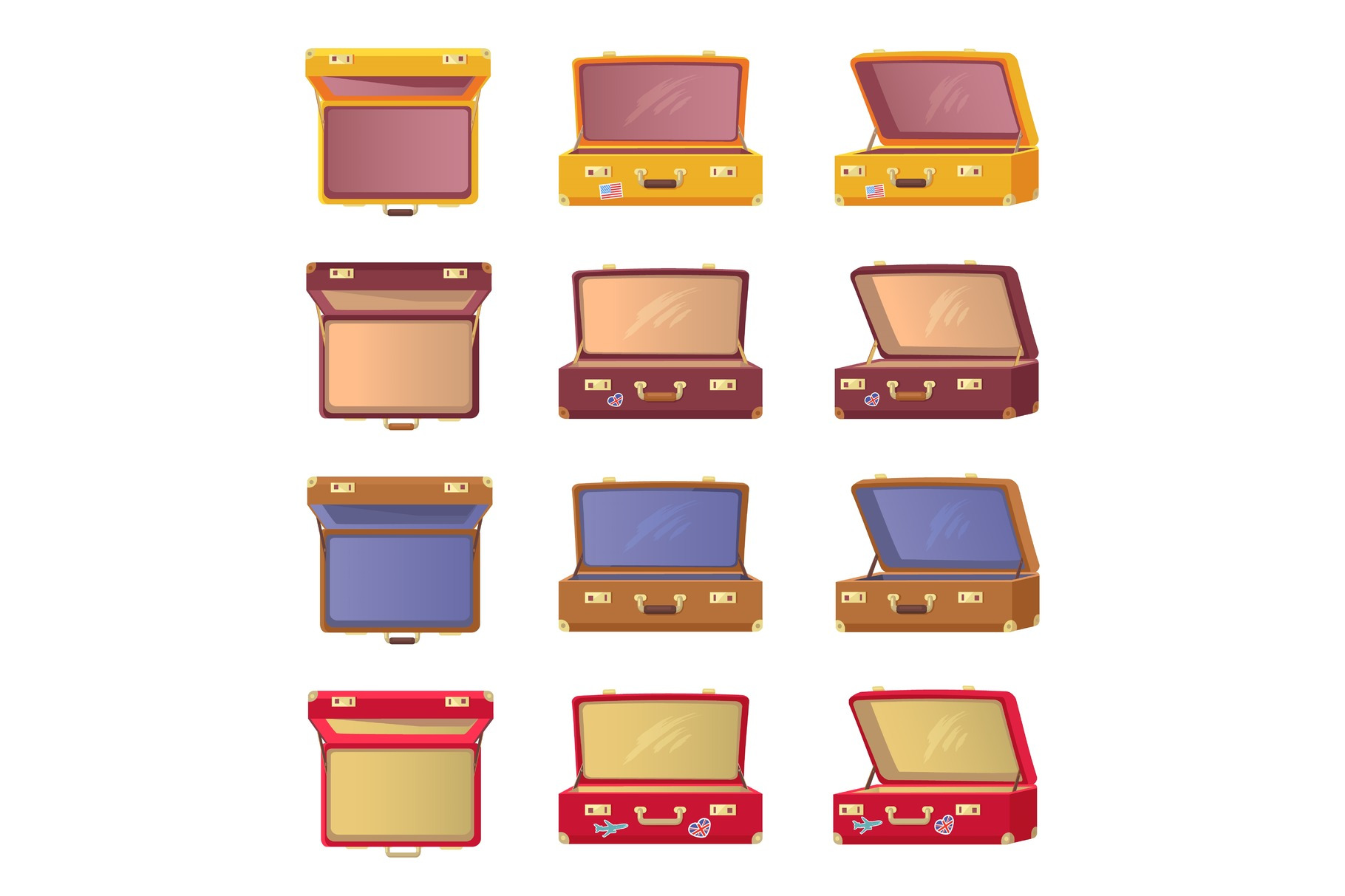 Lot of Opened Colorful Cases Vector Illustration, an Object Graphic by ...