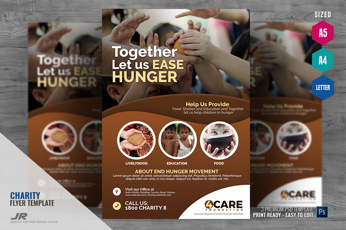 Charity and Fundraising Flyer, a Flyer Template by PSDPixel
