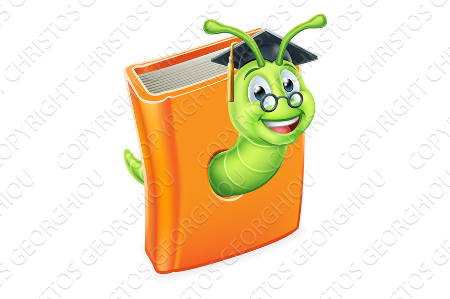 Graduate Worm Bookworm Caterpillar, an Animal Illustration by Christos ...