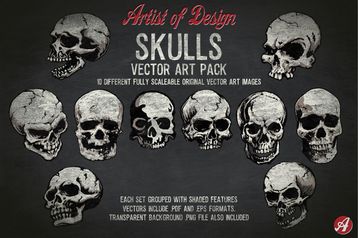 Vector Clip Art Skulls Pack, an Illustration by Artistofdesign