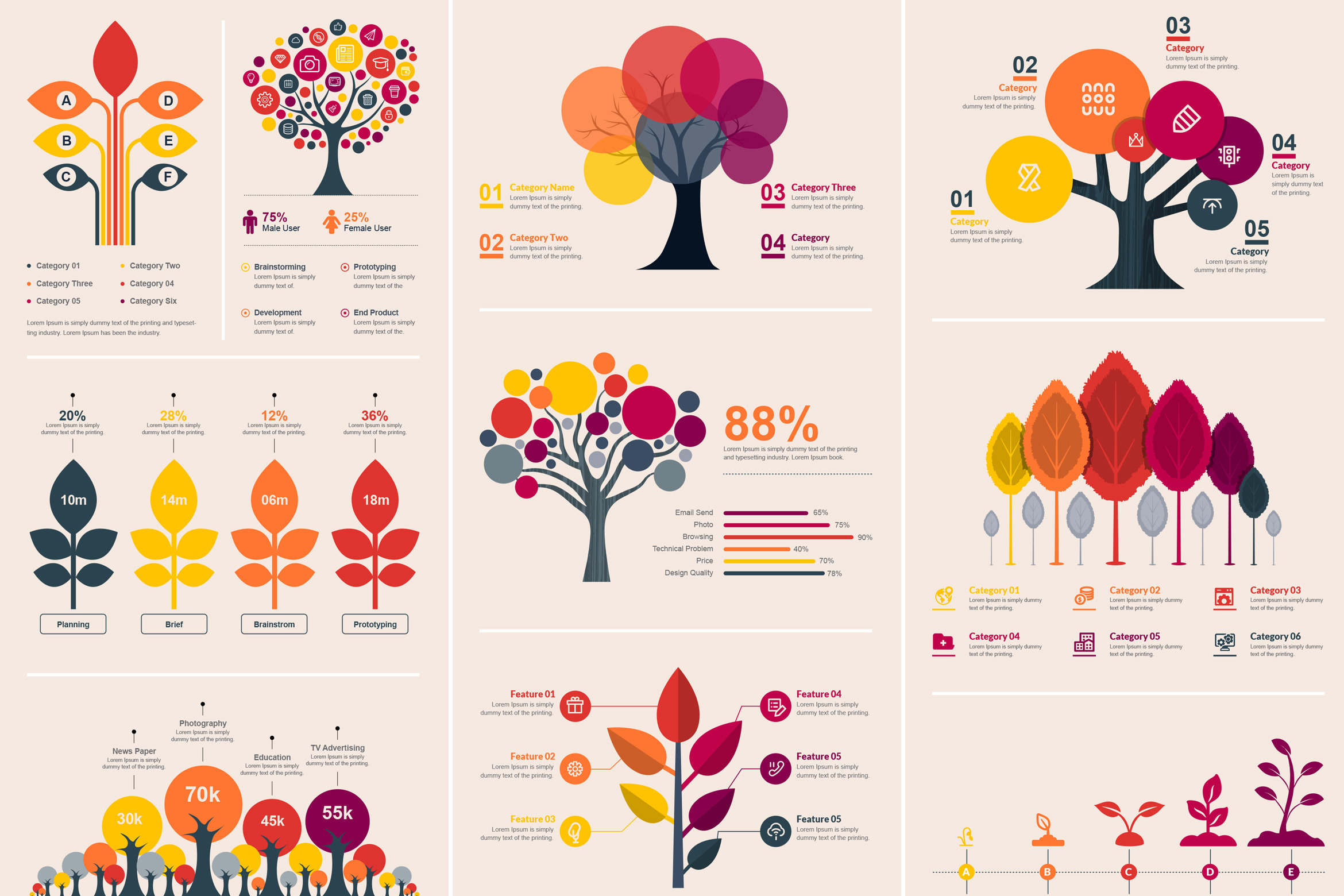 Tree Infographics Elements Bundle, an Object Graphic by ContestDesign
