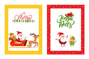 Cards with Santa Claus, Reindeer, an Object Graphic by robuart