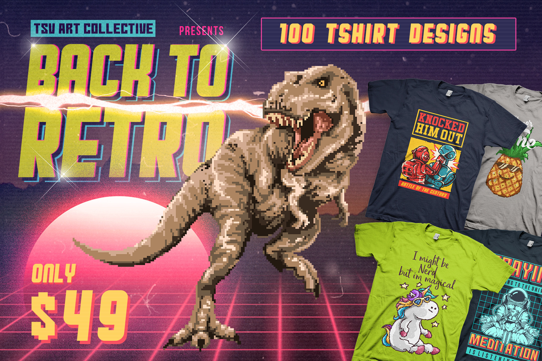 Back To Retro 100 T-Shirt Designs, an Illustration by TSV Art Collective