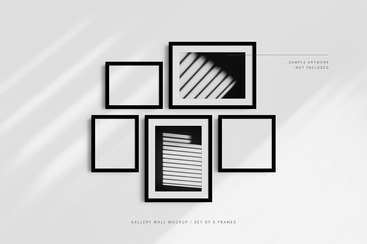 Gallery Wall Mockup | Set of 5 Frames | PSD