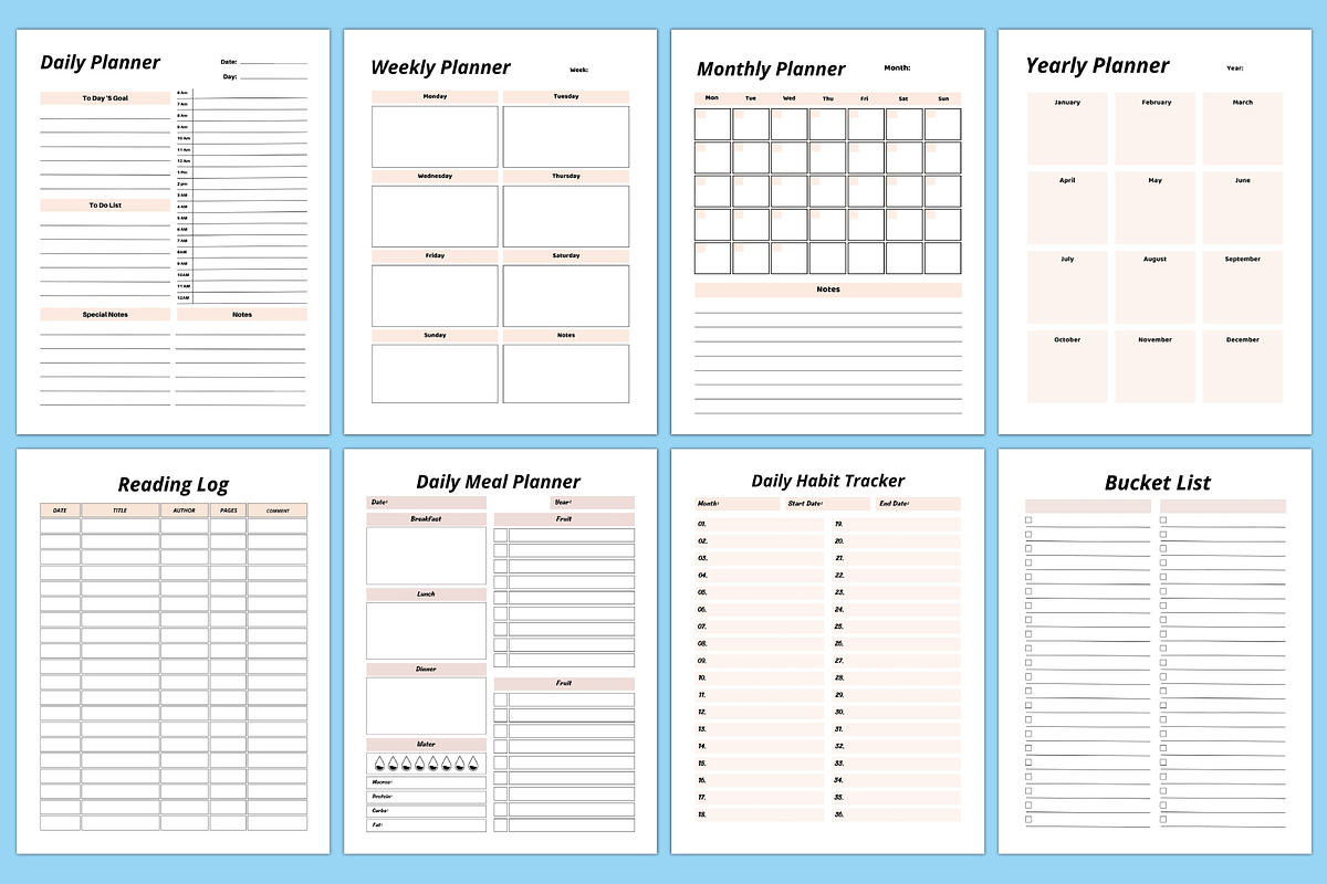 Editable Self-Growth Planner Canva