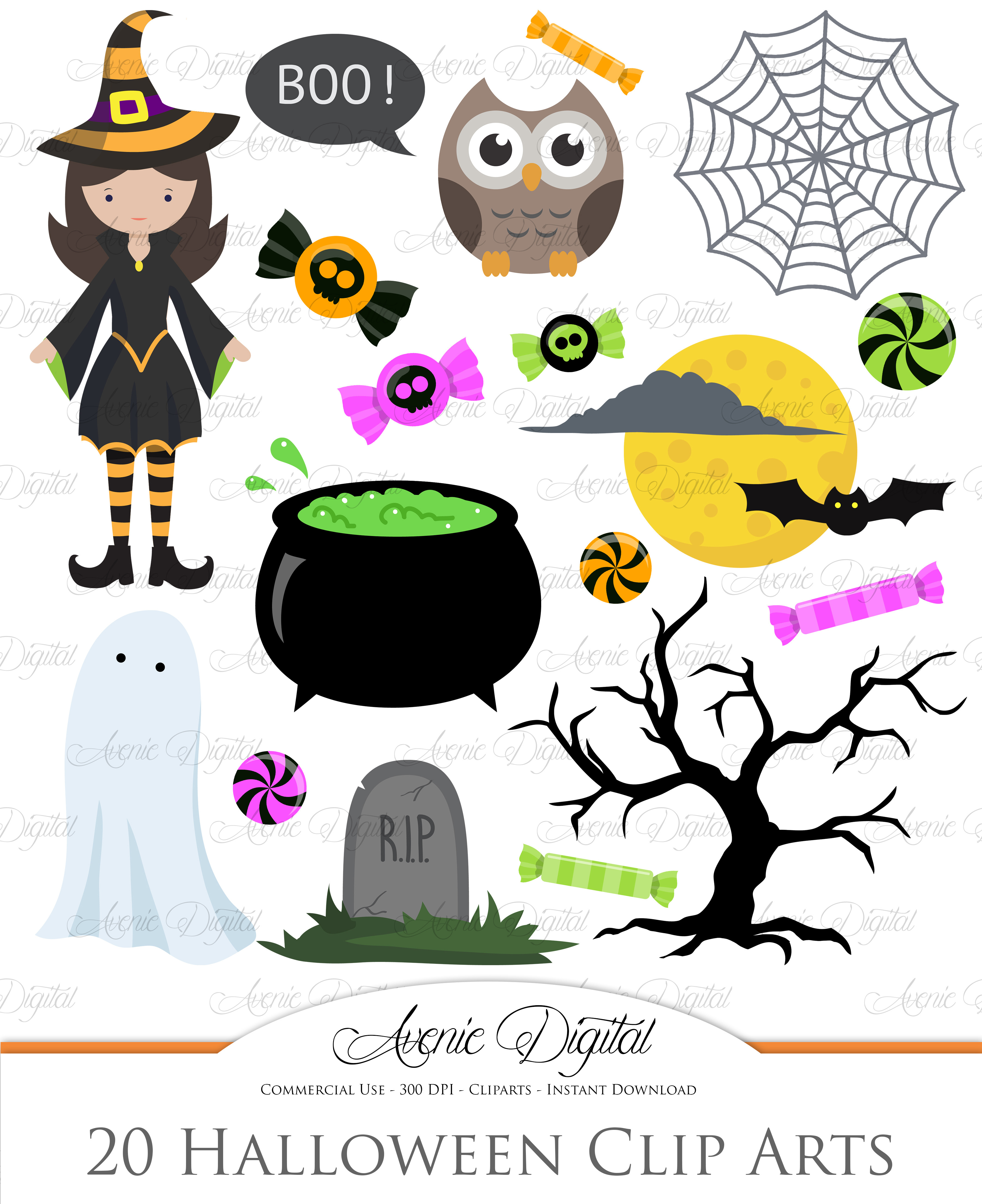 Halloween Clip art Pack, an Illustration by Avenie Digital