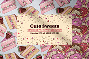 Cute Sweets Line Art Vector Patterns | Graphic Patterns ~ Creative Market