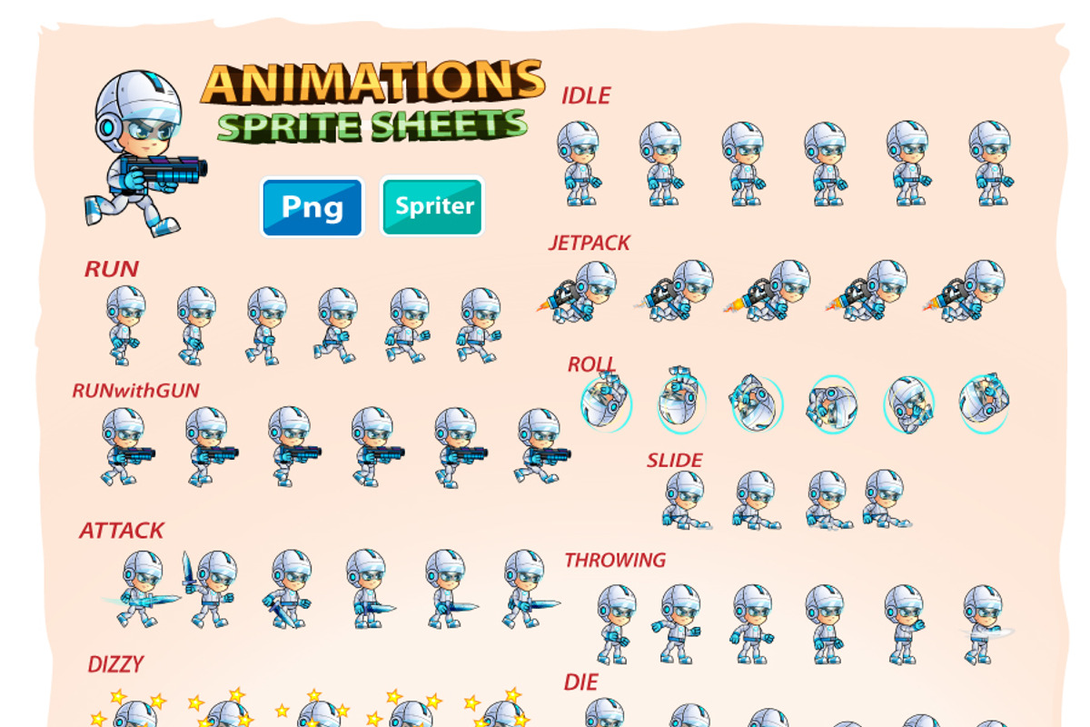2D Game Character Sprites, an Illustration by DionArtworks