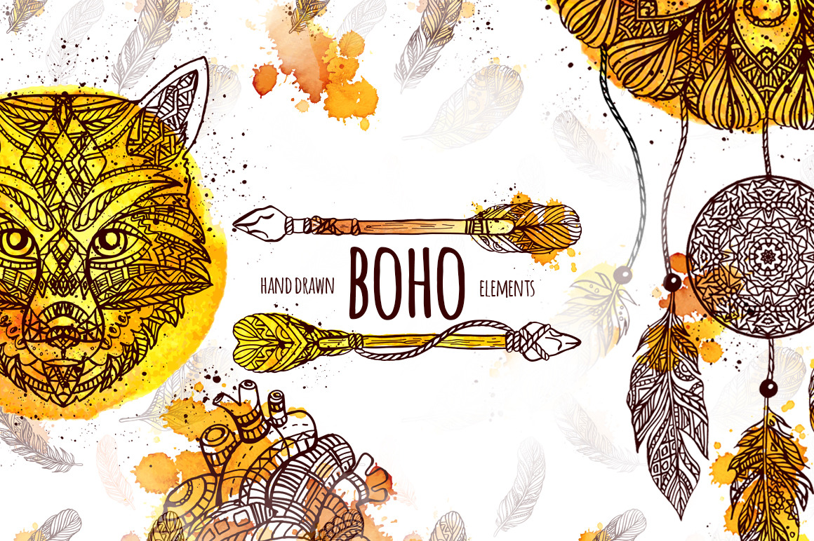 Hand drawn BOHO elemen - fox set, a Graphic by DigitalDream
