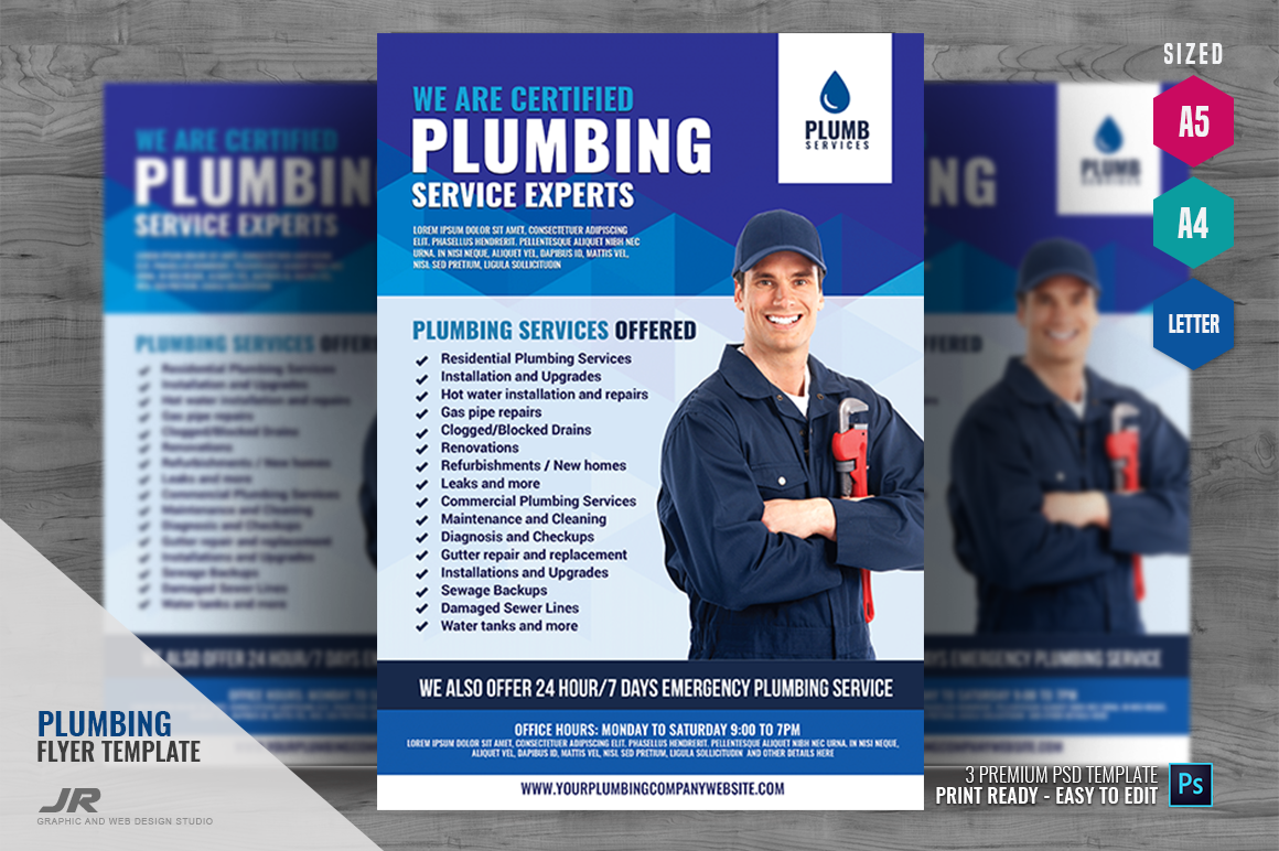 Plumbing Services Promotional Flyer, a Flyer Template by PSDPixel