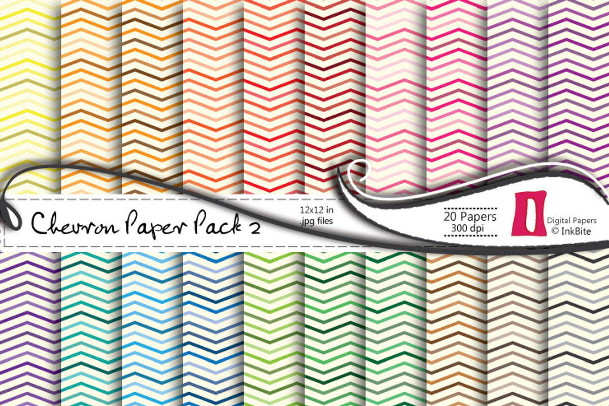 Chevron 2 Digital Paper Pack, a Pattern Graphic by InkBite Designs
