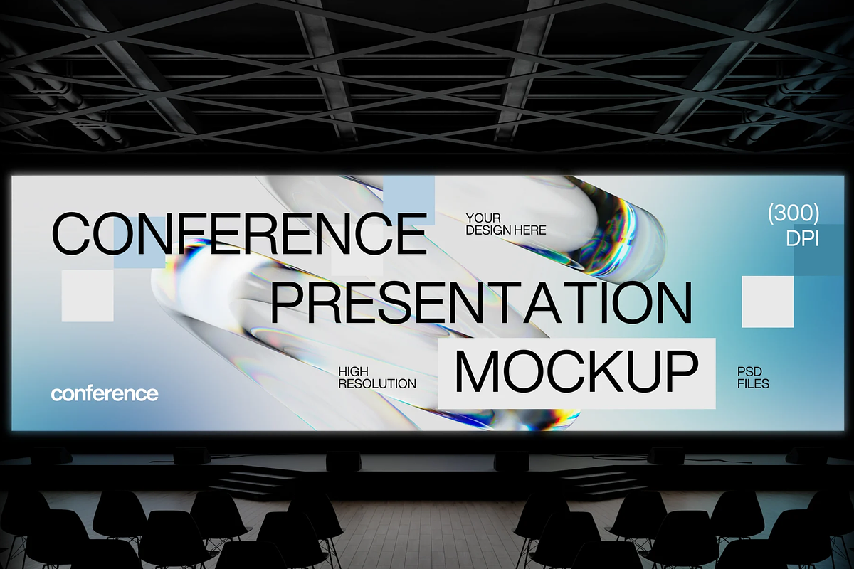 Conference Hall Screen Mockup, an Advertising Mockup by graphicsauce