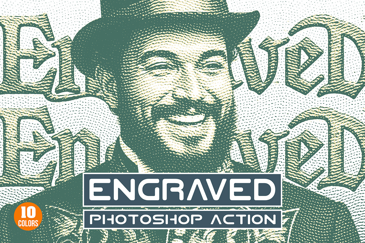Engraved Photoshop Action, an Action Add-On by iHemalaya