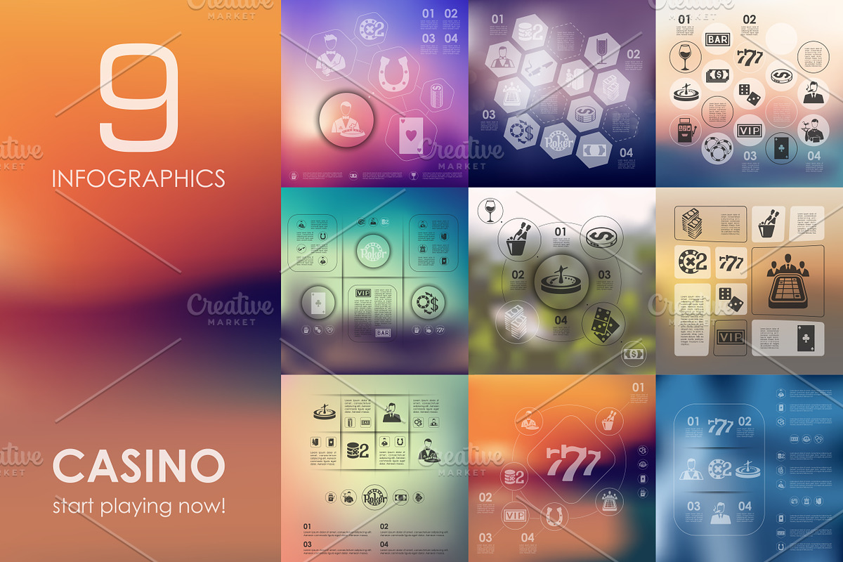 9 casino infographics + BONUS, a Presentation Template by Palau