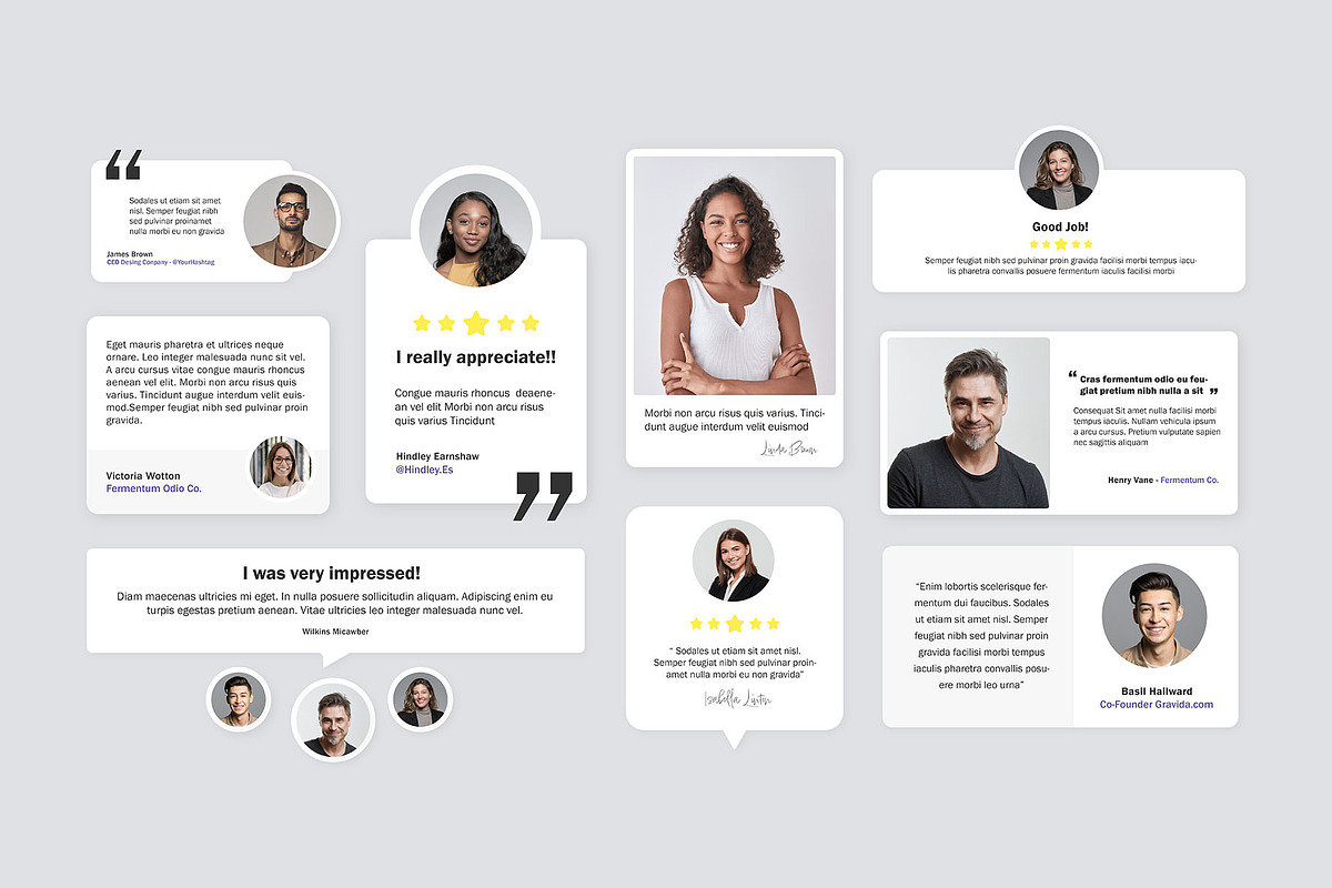 Testimonials, Review & Quotes Layout, an UI Kit Template by BrandPacks
