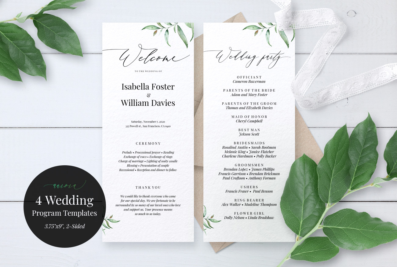 Wedding Program Template, Aurora, an Invitation Template by Alice Bluefox
