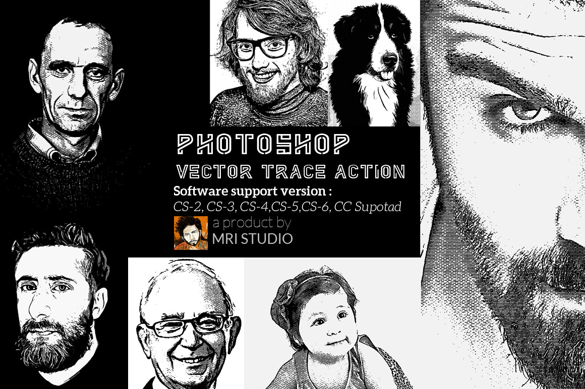 Photoshop Vector Trace Action, an Action Add-On by MRI STUDIO