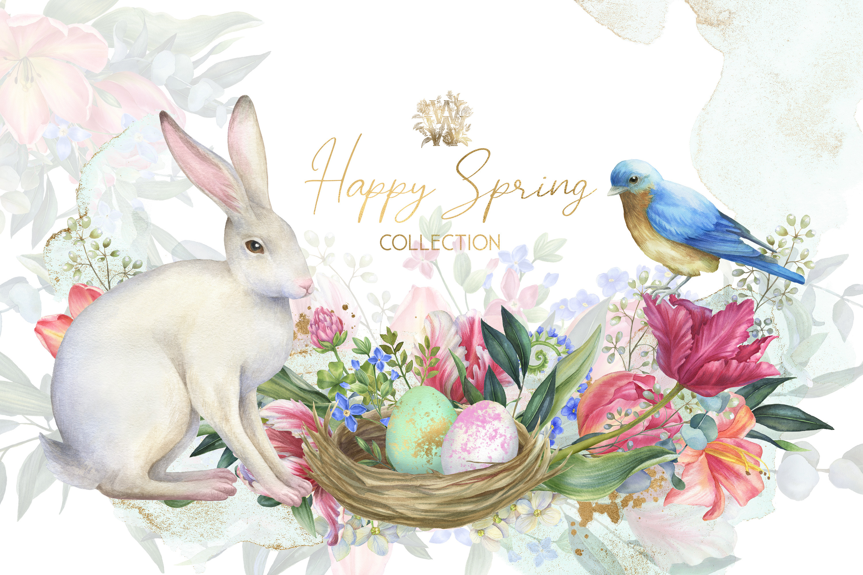 Watercolor floral Spring collection, an Illustration by WonderWonder