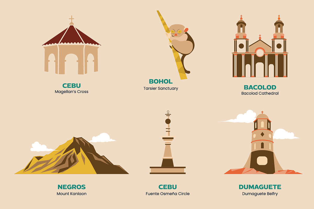 Philippine Landmark Icons - Visayas, an Illustration by The Weekend Supply