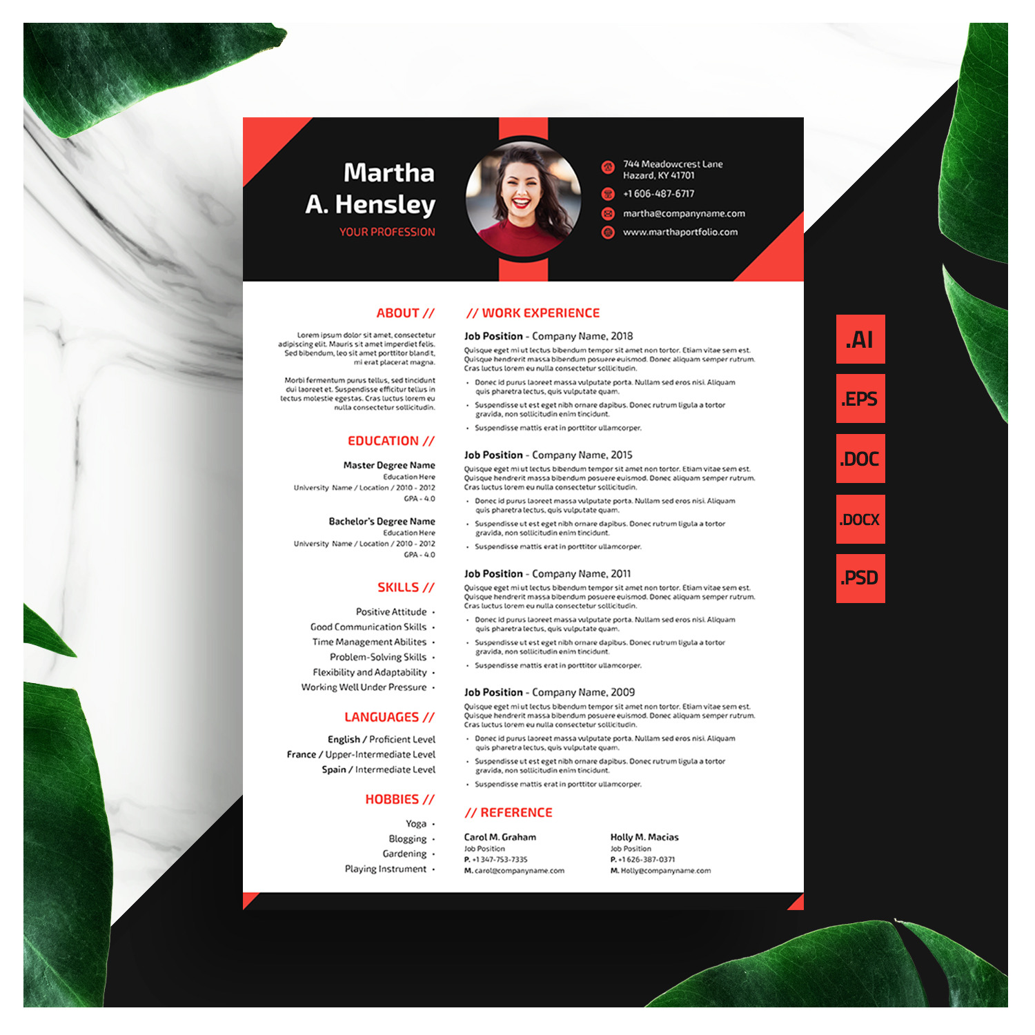 Modern Resume + Cover Letter, a Resume Template by Geelator Studio