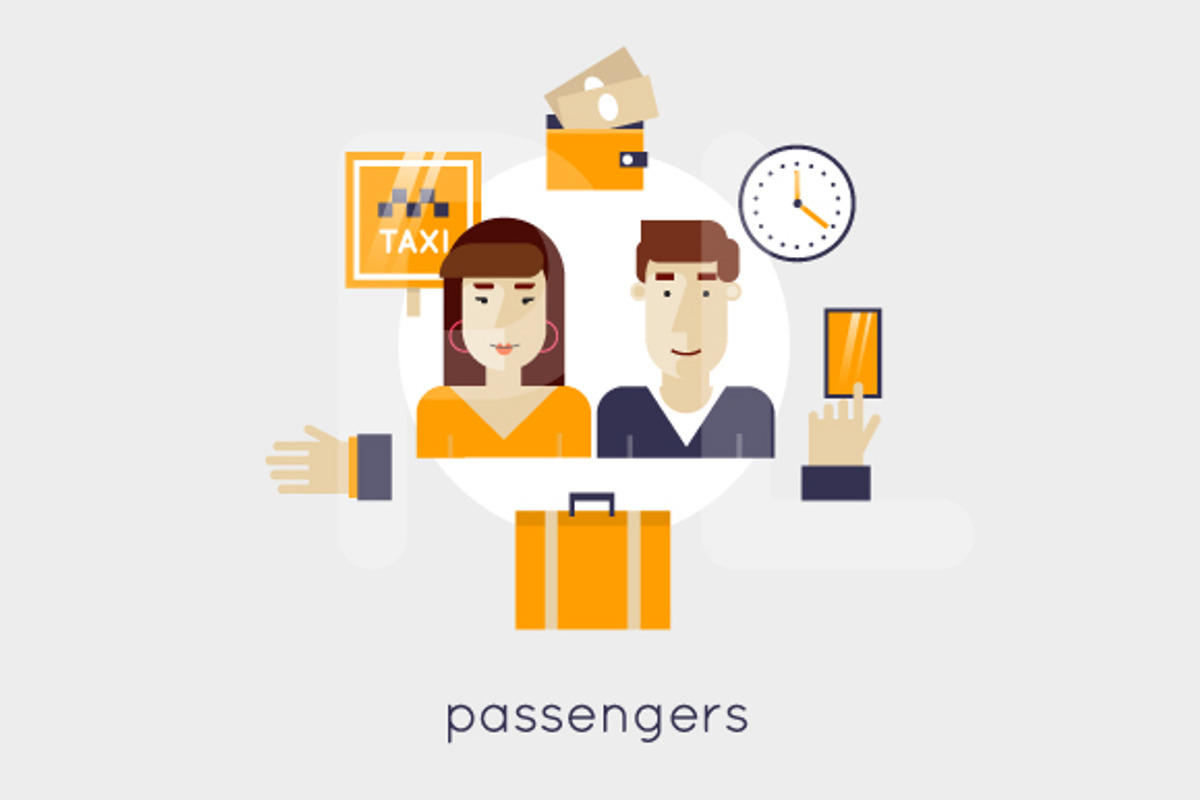 Taxi service set icons, a Technology Illustration by Podis