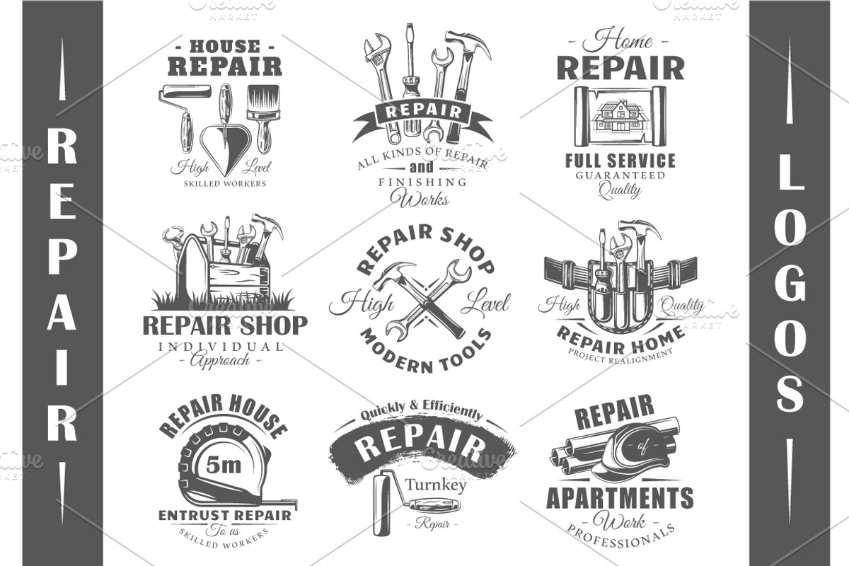 9 Repair Logos Templates Vol.2, a Branding & Logo Template by Art Design