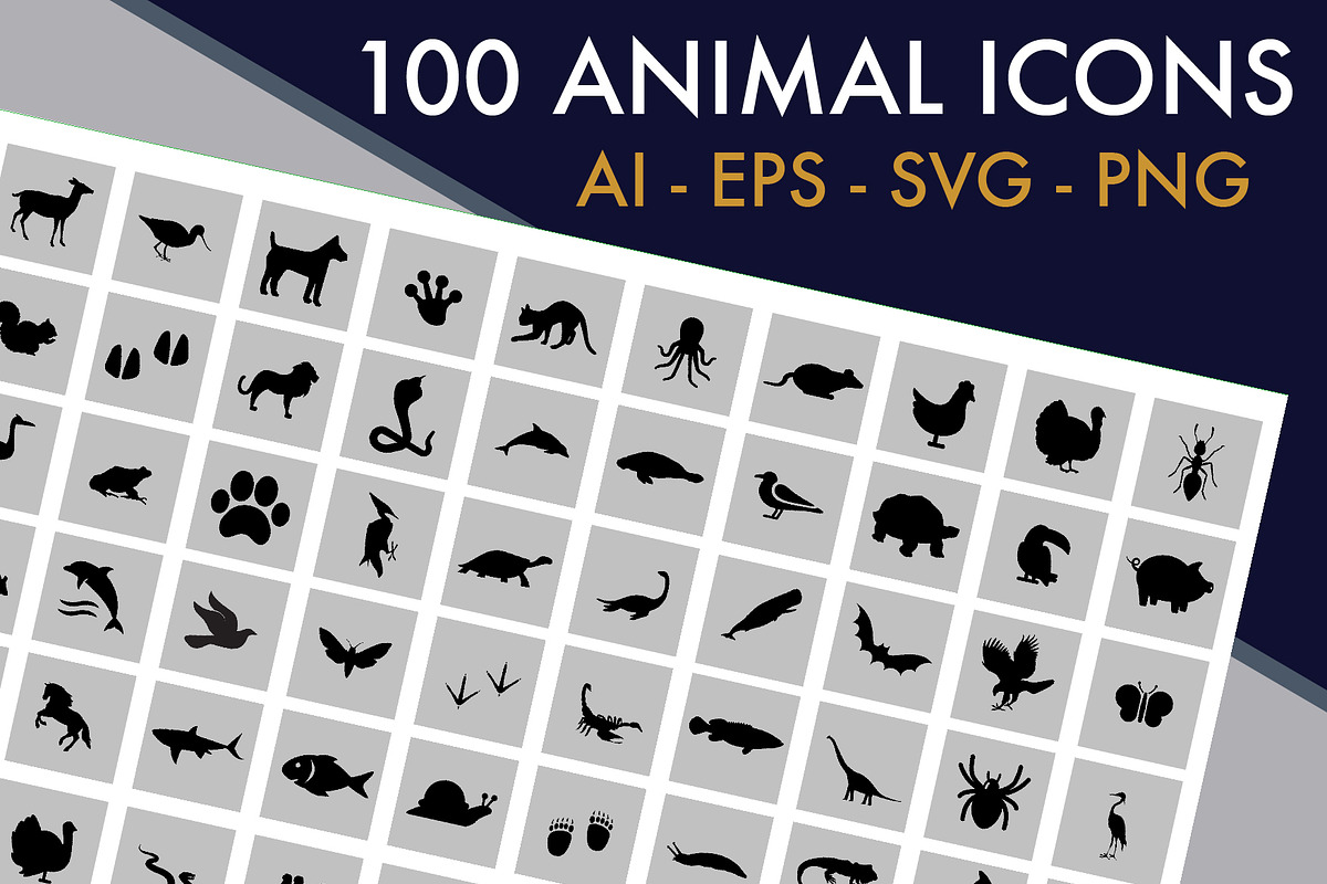 100 Animal Icons Bundle, an Icon by catmustache