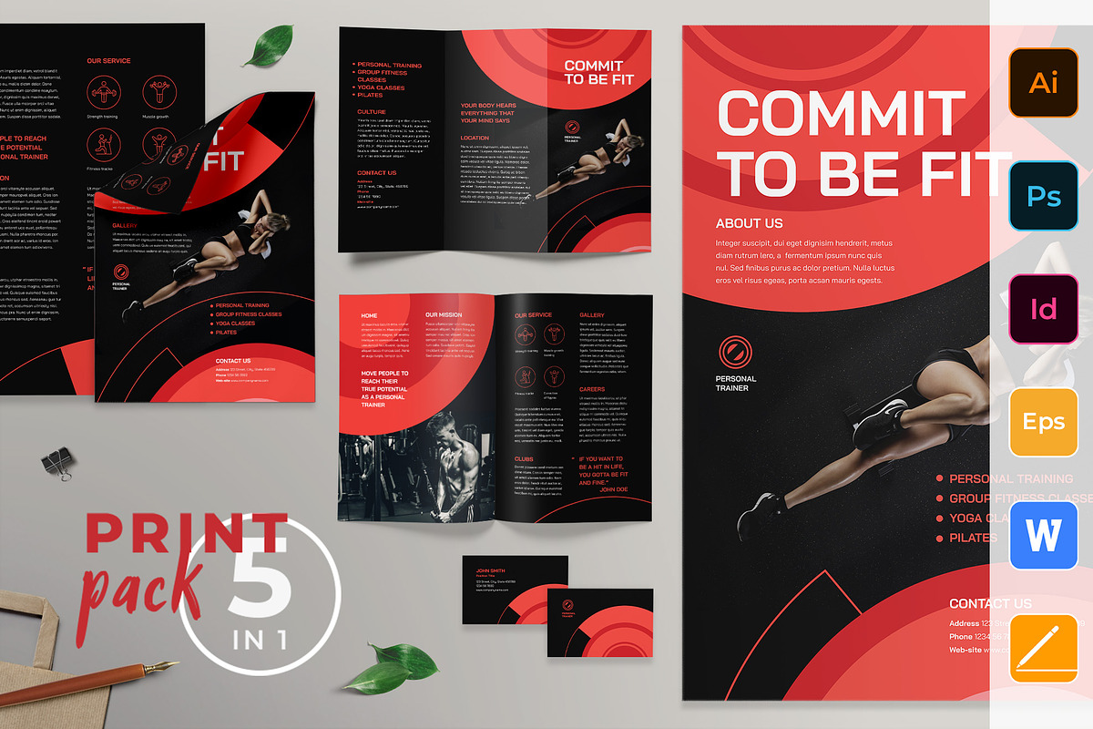 Personal Trainer Print Pack, a Poster Template by TemplatesNow!