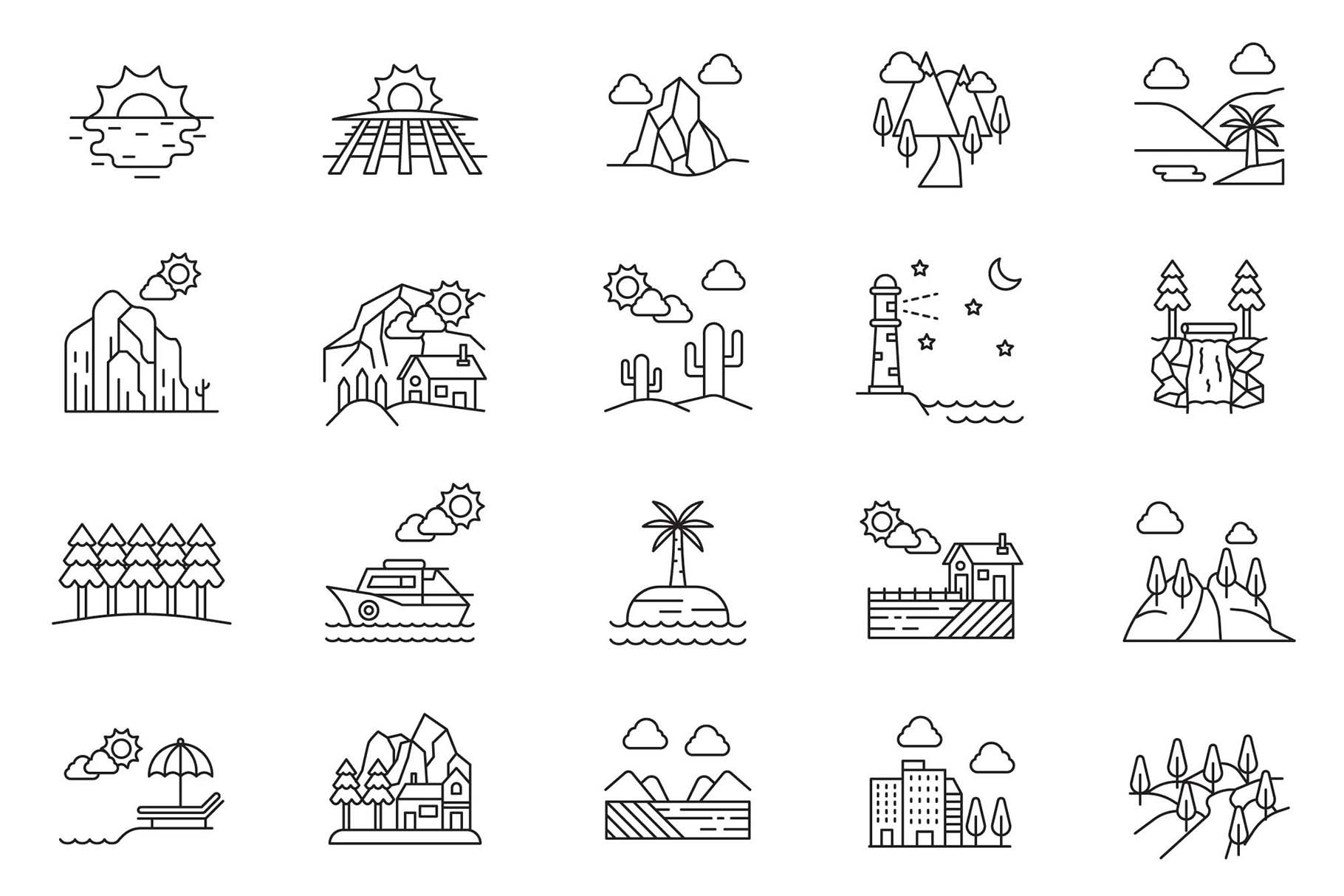Landscape Icons, an Outline Icon by Graphic Pear | Creative Market