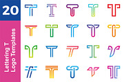 20 Logo Lettering T Template Bundle, a Branding & Logo Template by ...