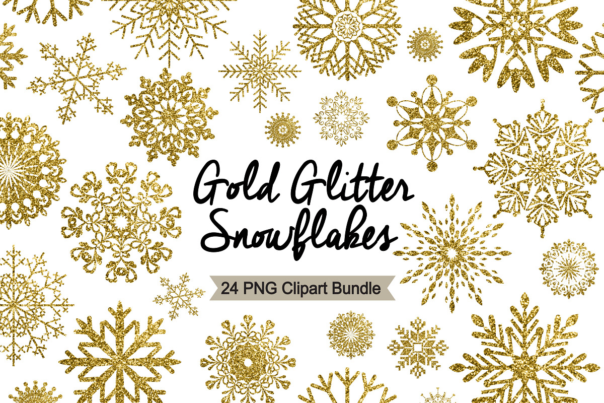 Winter Clipart - Gold Glitter, an Illustration by Leska's Digitals ...