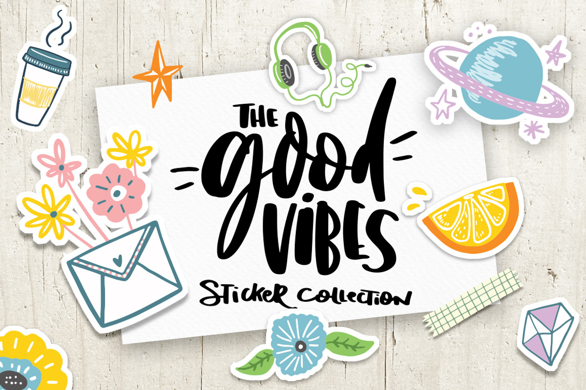 Good Vibes Sticker Collection, a Decorative Illustration by Shelly ...