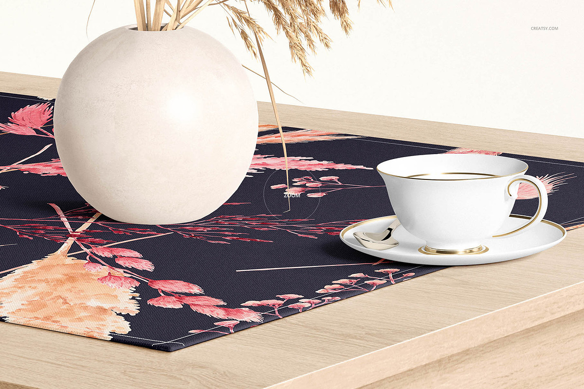 60x120cm Table Runner Mockup Set, a Product Mockup by creatsy5