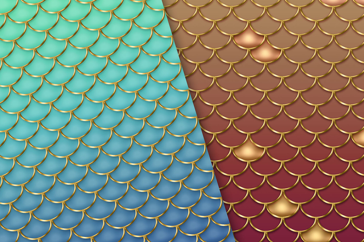 Gold Mermaid Scales Digital Paper, a Texture Graphic by Digital Curio ...