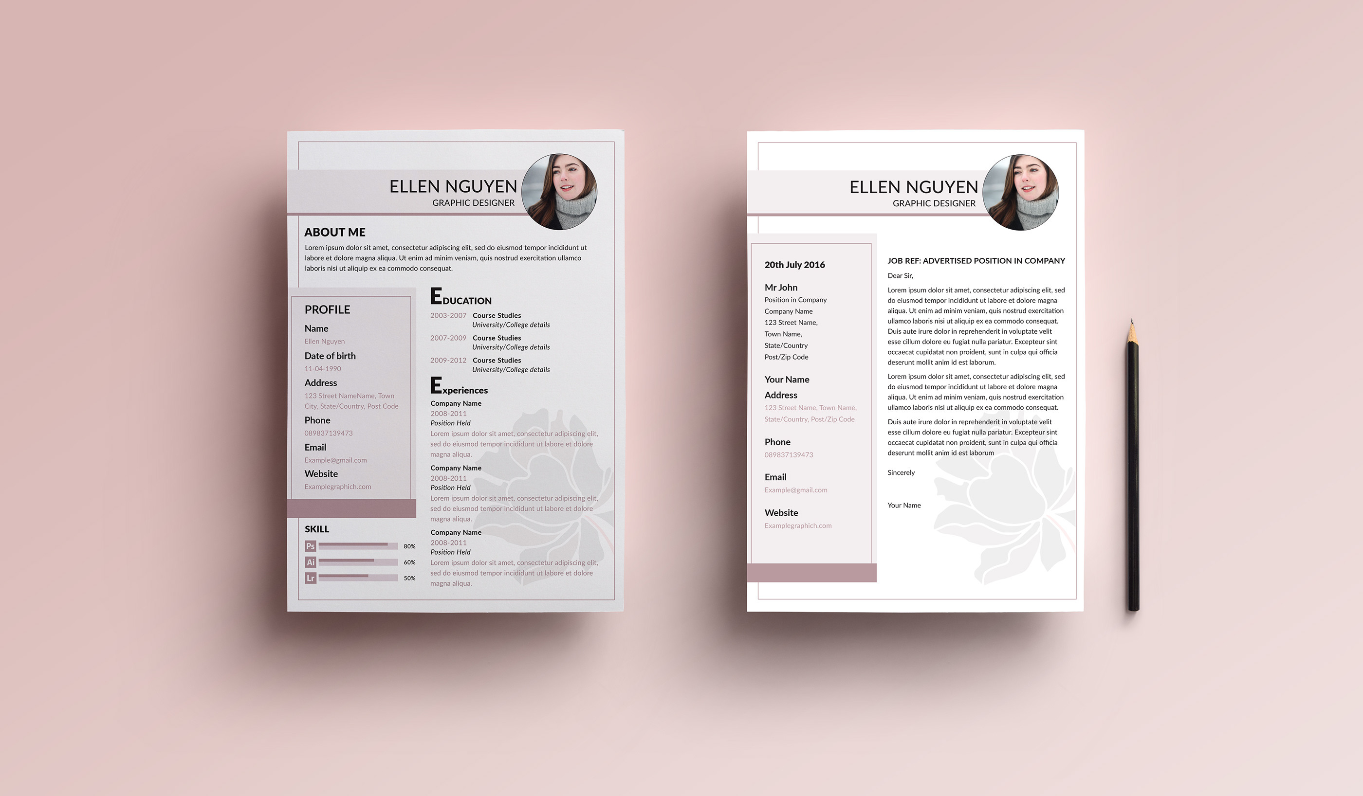 Flower resume&cover letter templete | Resume Templates ~ Creative Market